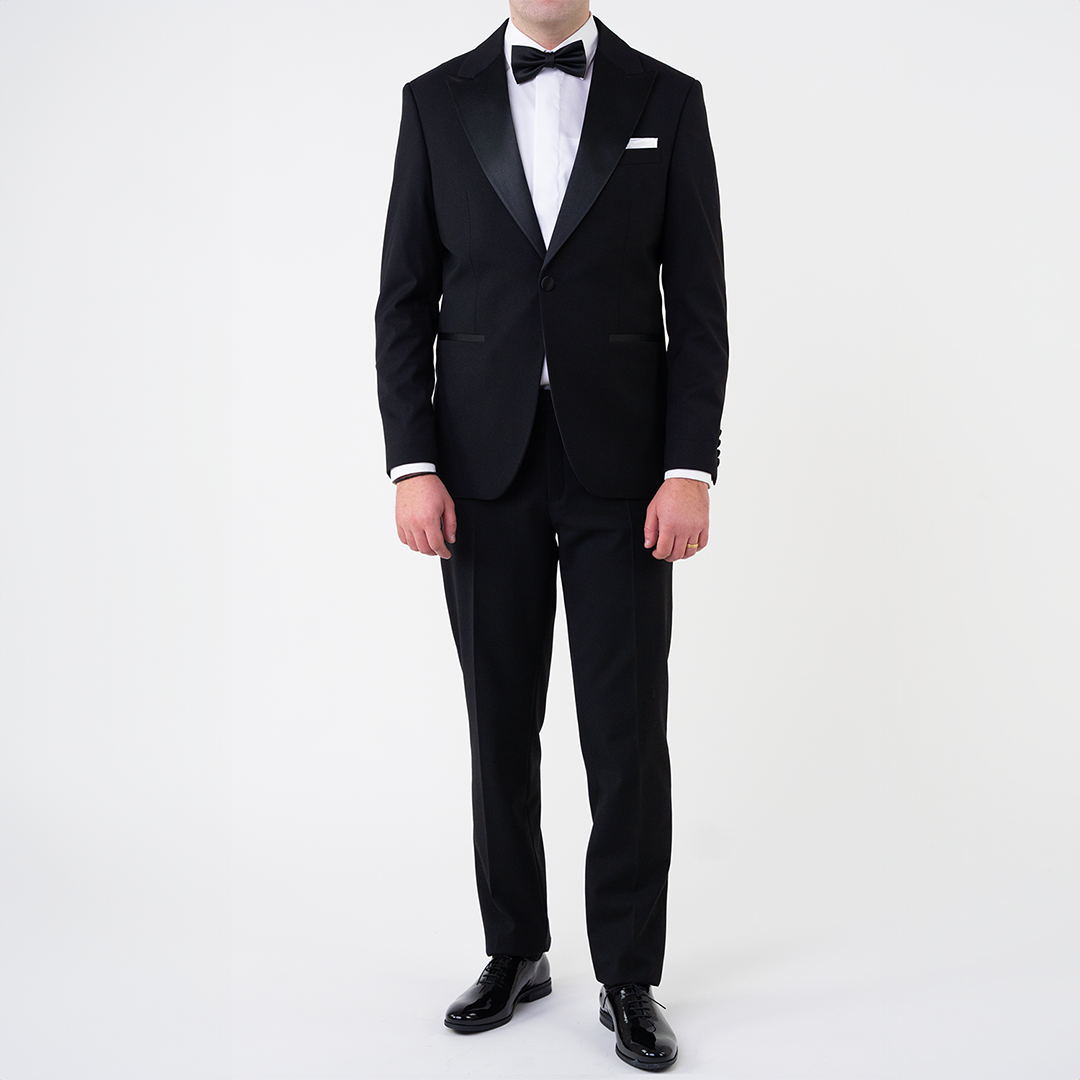 Costum barbati nunta negru Rever Ascutit Tailored Fit Cfg331 ...